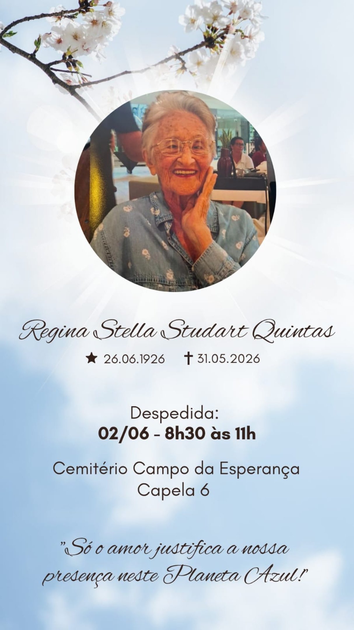 Morre a pioneira e cronista Regina Stella Quintas, aos 99 anos, em Brasília